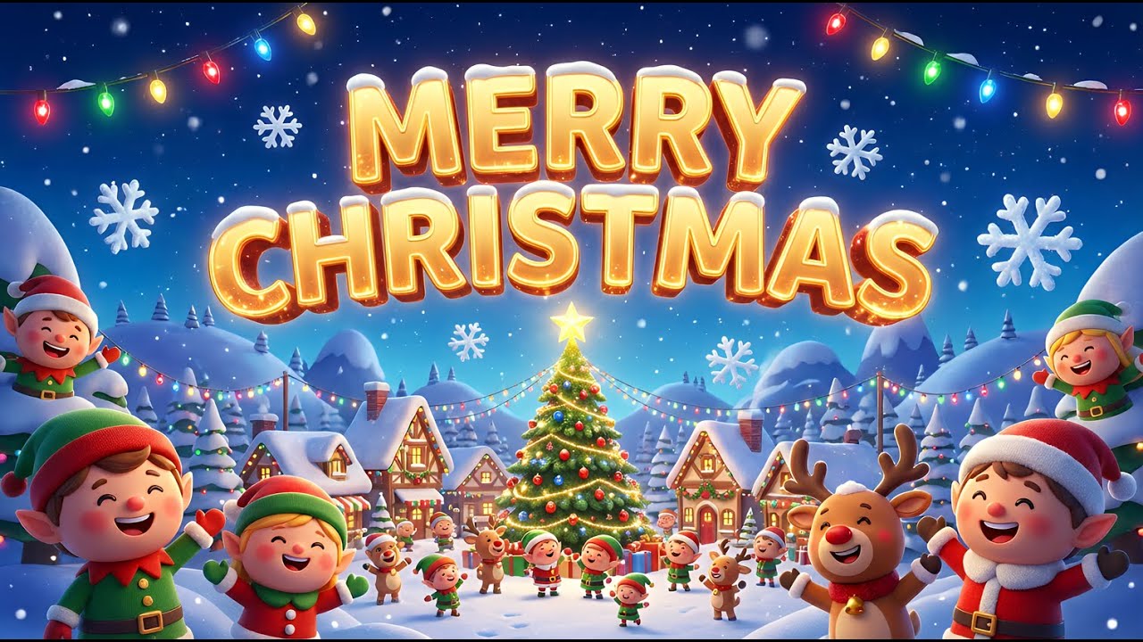 Merry Christmas 2025 | Happy Christmas Song with Snow and North Pole ...