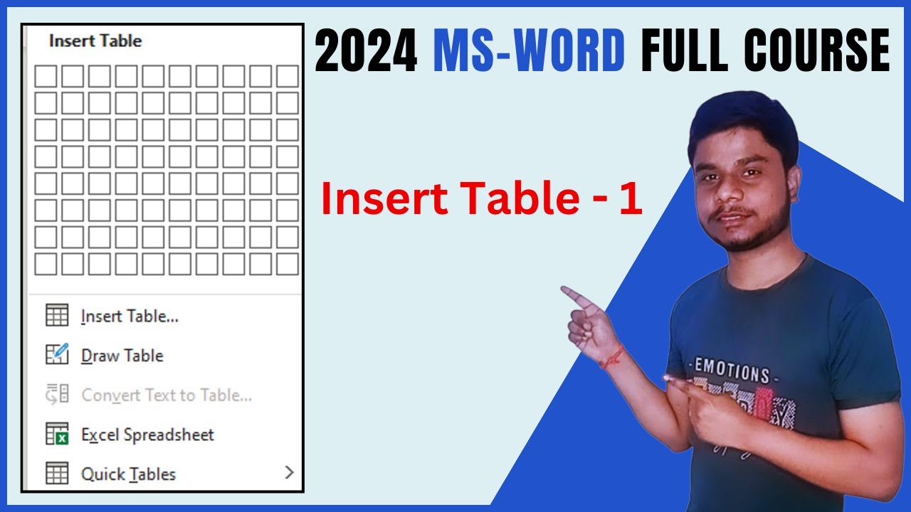 Insert Table Part -1 In MS Word | Table in MS Word | MS Word full ...