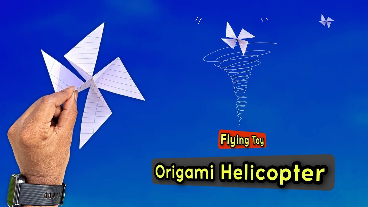 origamj flying toy, easy spinning toy, without glue paper flying toy ...