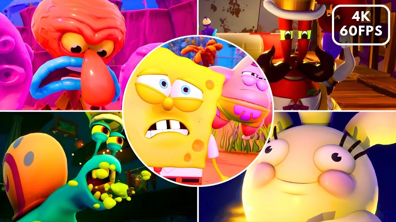ALL BOSSES SPONGEBOB SQUAREPANTS & THE COSMIC SHAKE Gameplay ...