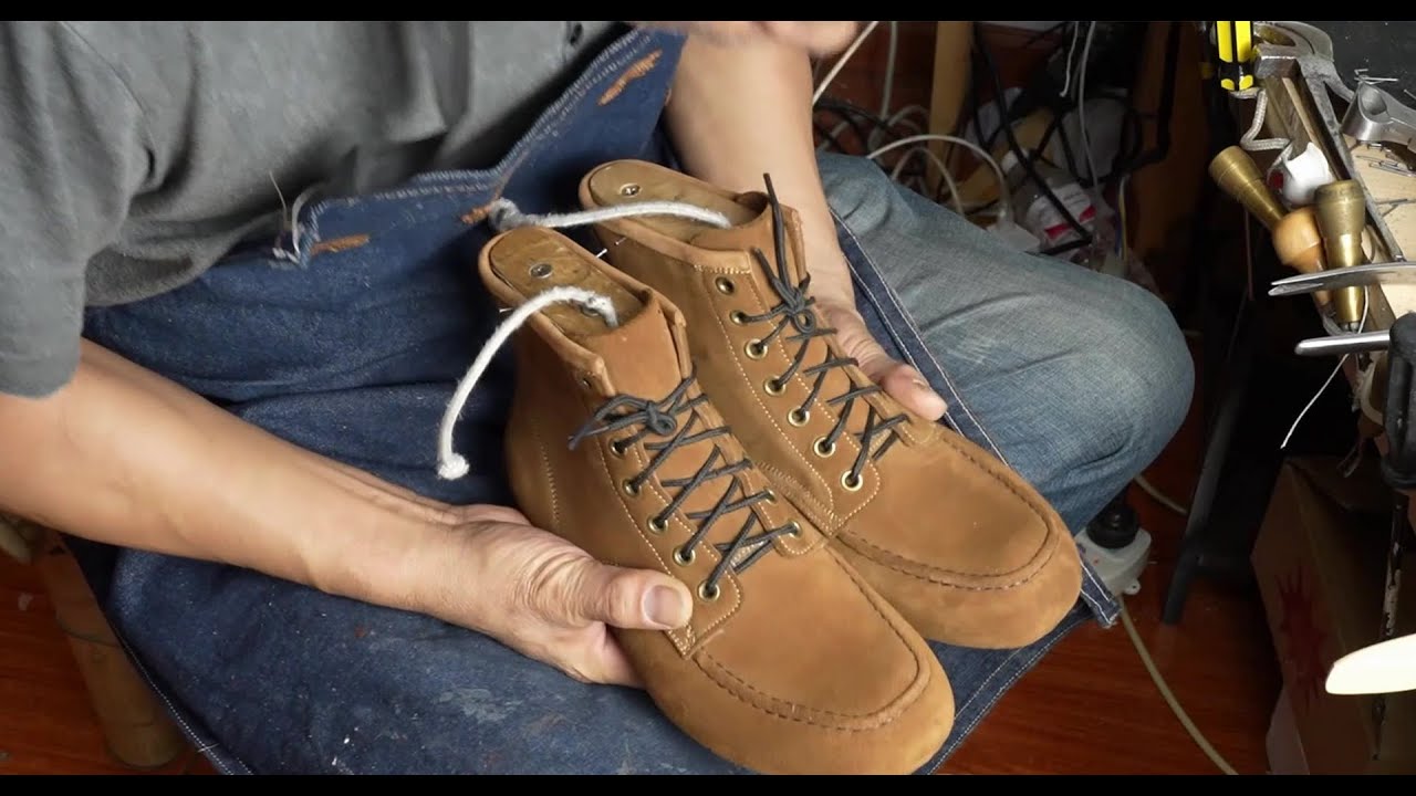 Moc Toe Boots Handmade from Leather - Watch a Cobbler Craft Boots from ...