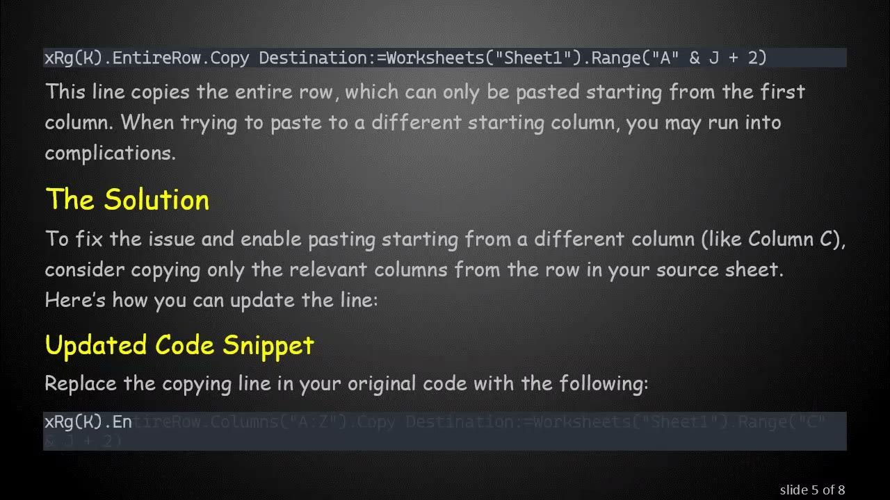Move Entire Row to Another Sheet Starting at Column C Based on Cell ...