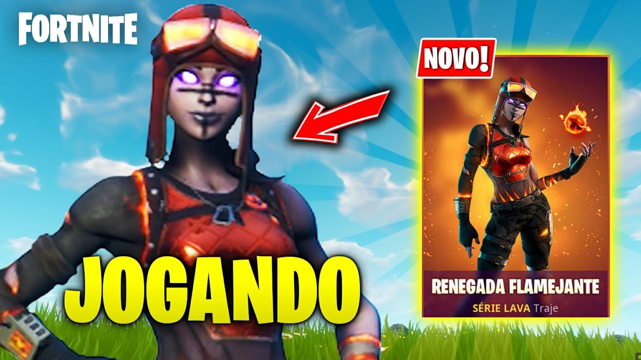 JOGUEI COM A NOVA SKIN RENEGADA FLAMEJANTE! Fortnite: Battle Royale ...