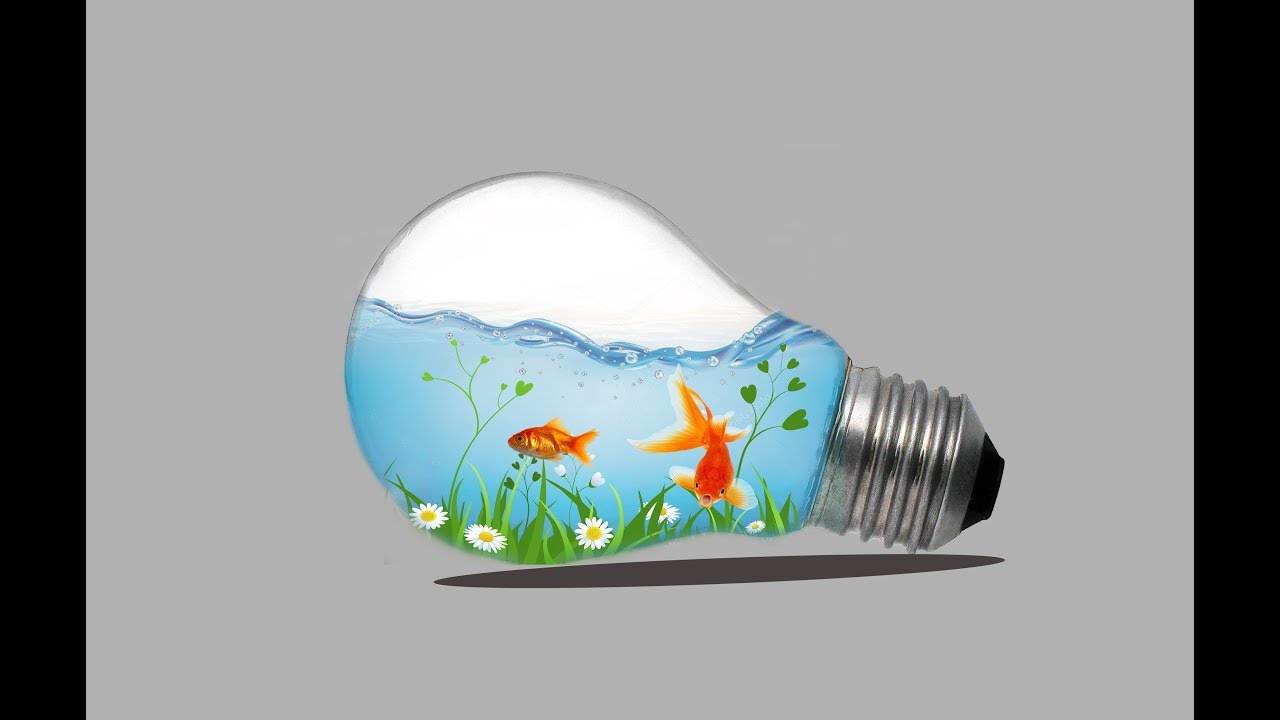 Water effect manipulation inside the bulb in photoshop tutorial - YouTube