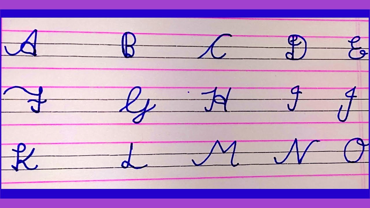How to write English capital letters || Cursive writing a to z ...