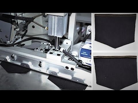 Automatic Jeans Back Pocket Hemming/ Mouth Rolling Machine - YouTube
