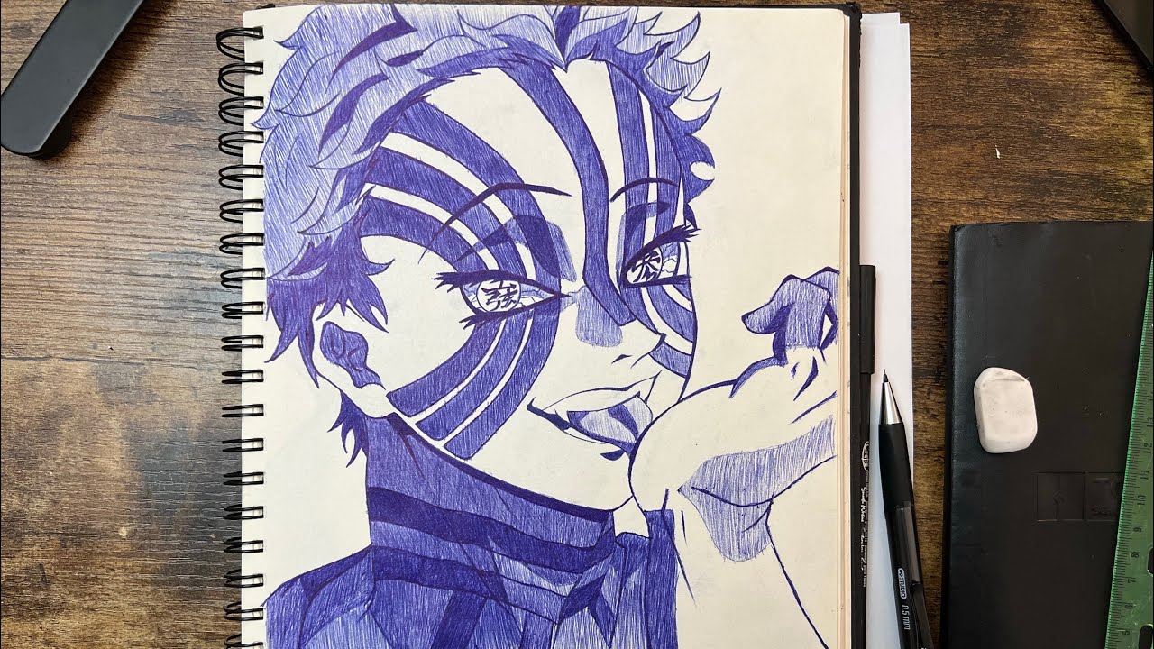 Drawing Akaza from demon slayer step by step || Demon Slayer - YouTube