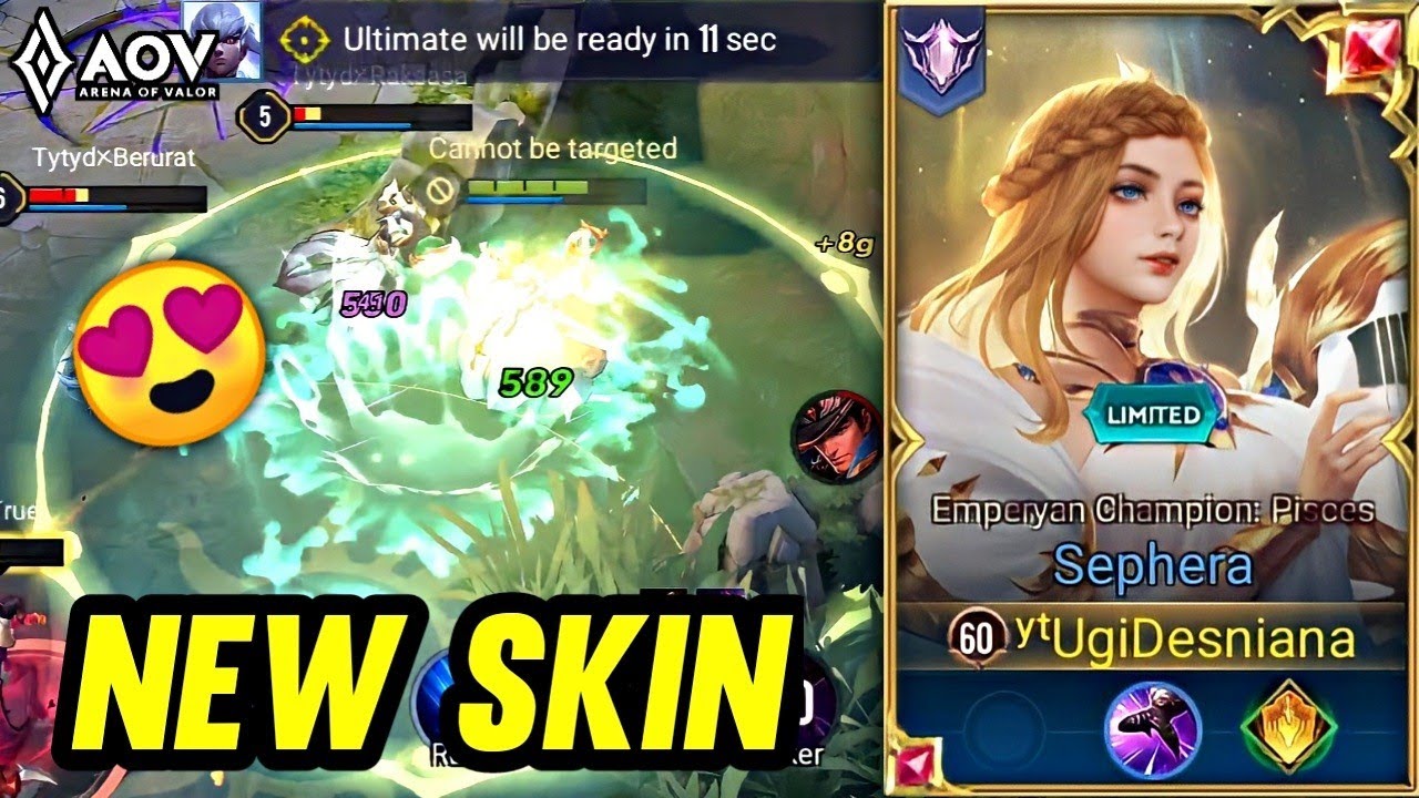 AoV : NEW SKIN SEPHERA EMPERYAN CHAMPION PISCES - ARENA OF VALOR - YouTube