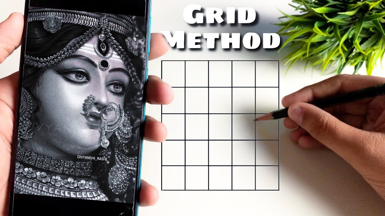 How to draw Maa Durga Outline using Grid Method || #tutorial - YouTube