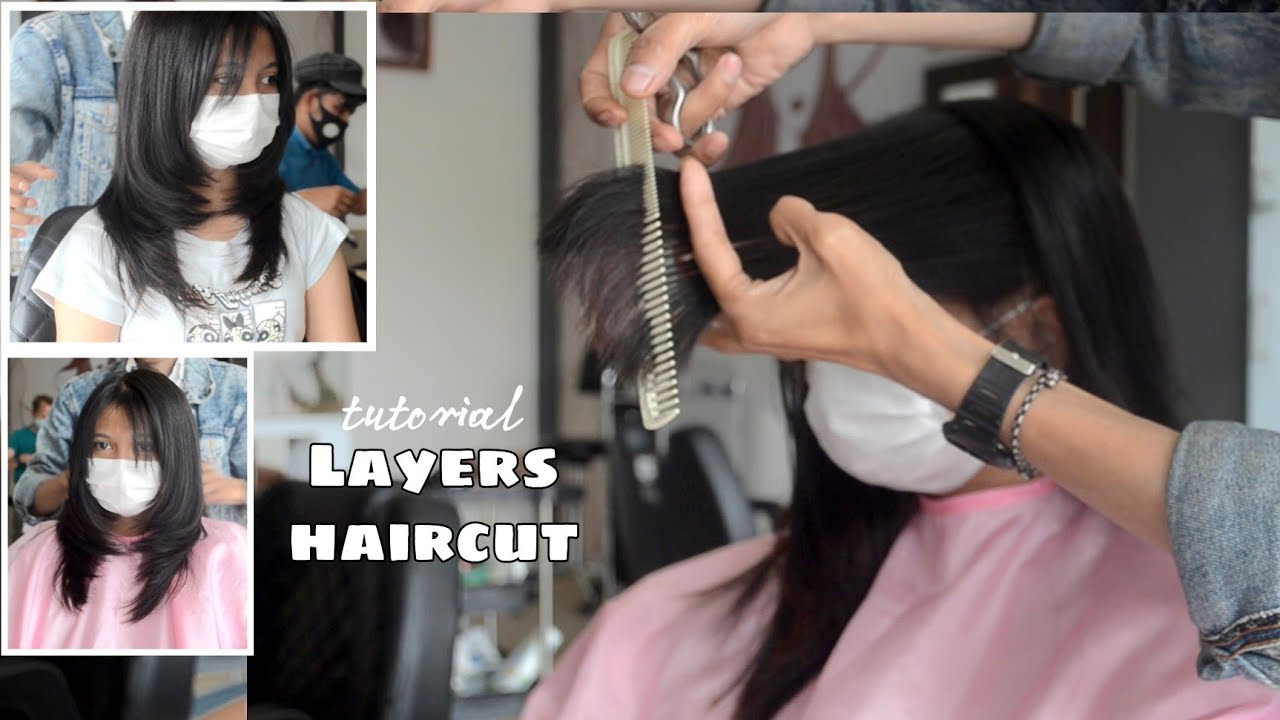How to: LAYERED HAIRCUT so easy| perfect layers hair| potong rambut ...