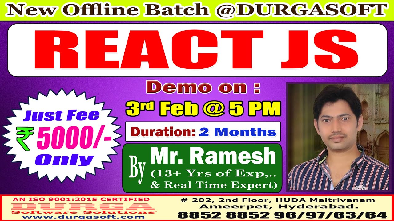 REACT JS Offline Training @ DURGASOFT - YouTube
