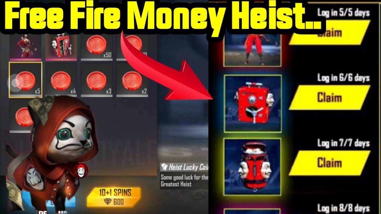 Money Heist Event Full details in Free Fire || New Diamond Royal Bundle ...
