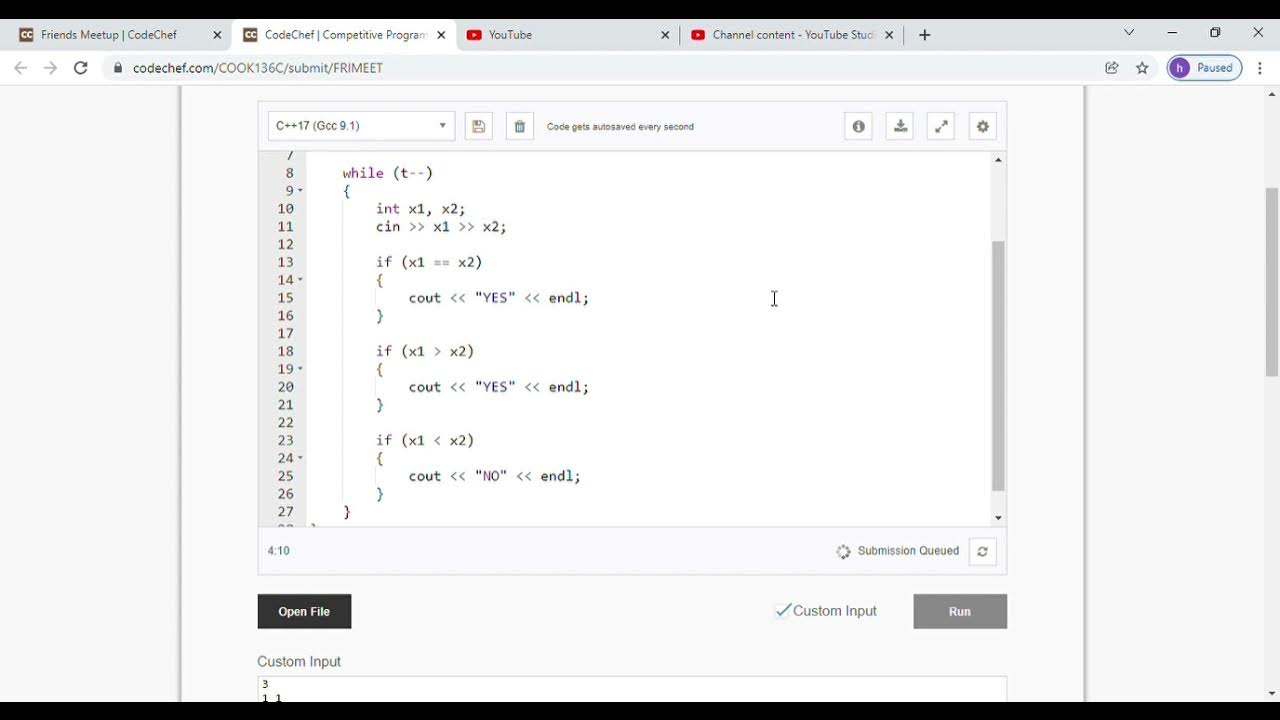 Friends Meetup solution | December Cook off 2021 | CodeChef | Coding ...