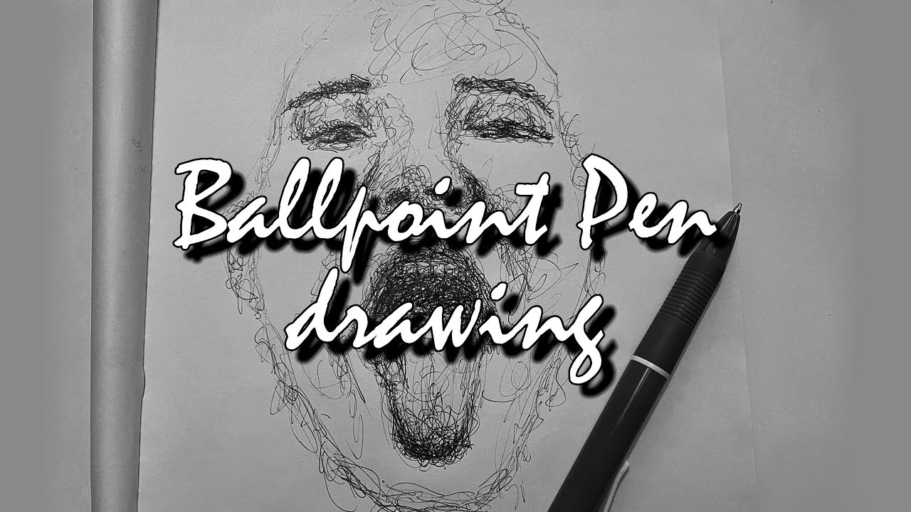 Ballpoint Pen Drawing / Line drawing / Pencil drawing technique - YouTube