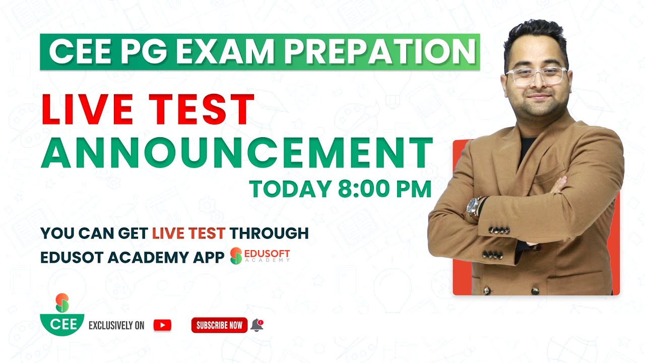 CEE PG EXAM PREPATION || LIVE TEST ANNOUNCEMENT - YouTube