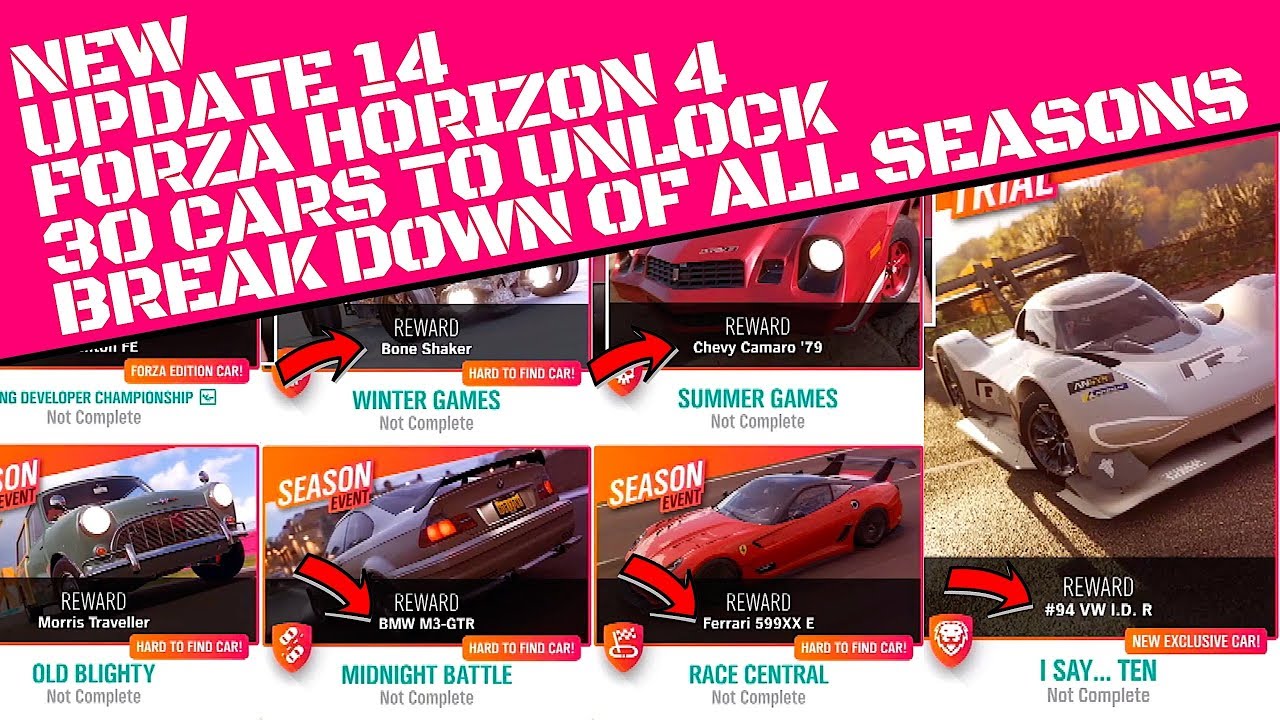 FORZA HORIZON 4 - UPDATE 14 - ALL NEW CARS/ NEW FEATURES coming with 30 ...