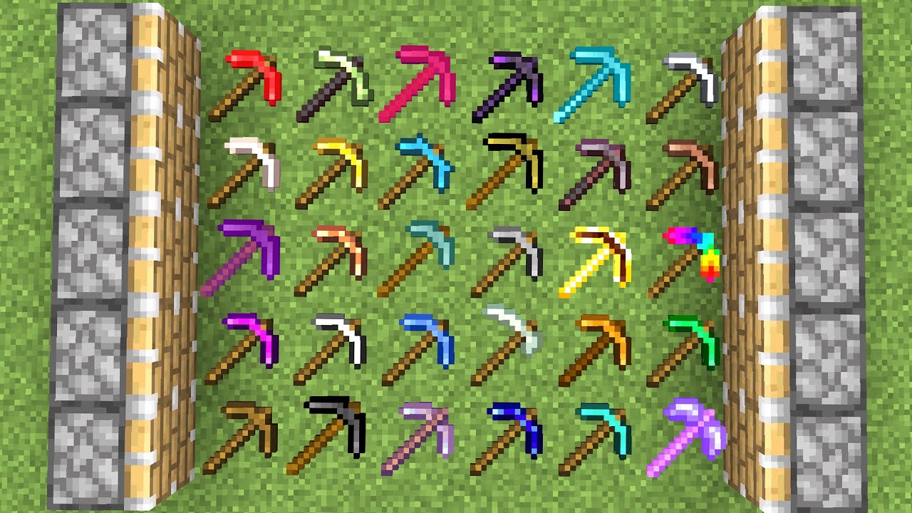 x30 minecraft pickaxes combined = ??? - YouTube