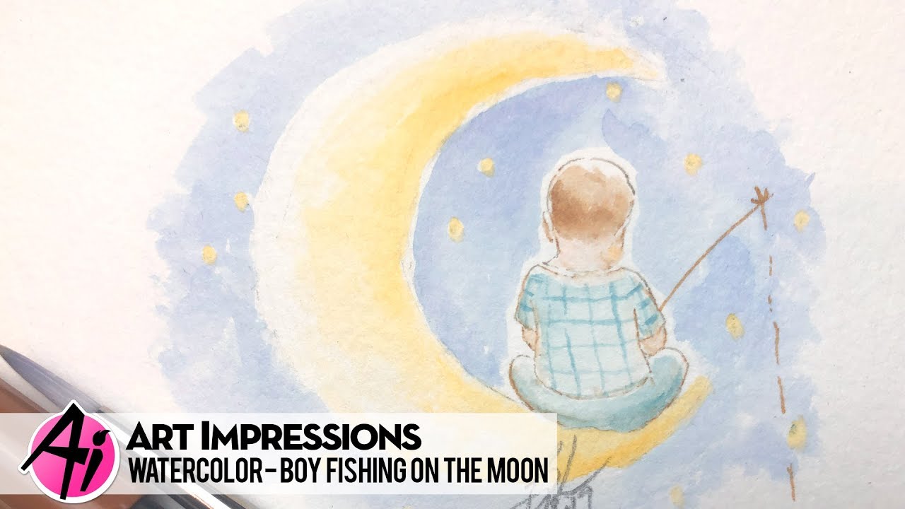 Ai Watercolor - Boy Fishing on the Moon - YouTube
