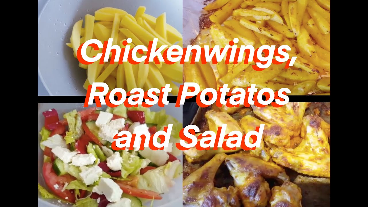 Chicken Wings, Roast Potatoes and Salad Recipe Pakistani Cooking - YouTube