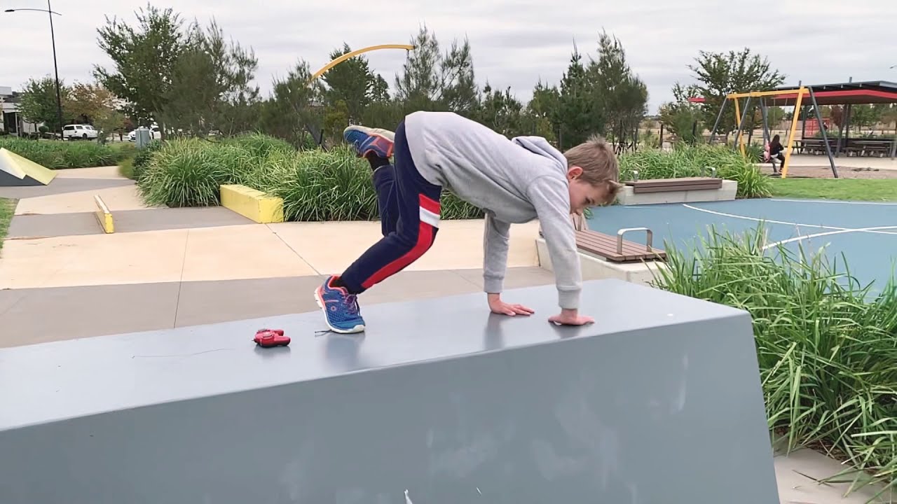 Cool slow mo jump at skatepark - YouTube