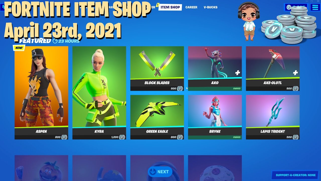 Fortnite Item Shop - April 23rd 2021 | Aspen (New Skin),Tomatohead ...