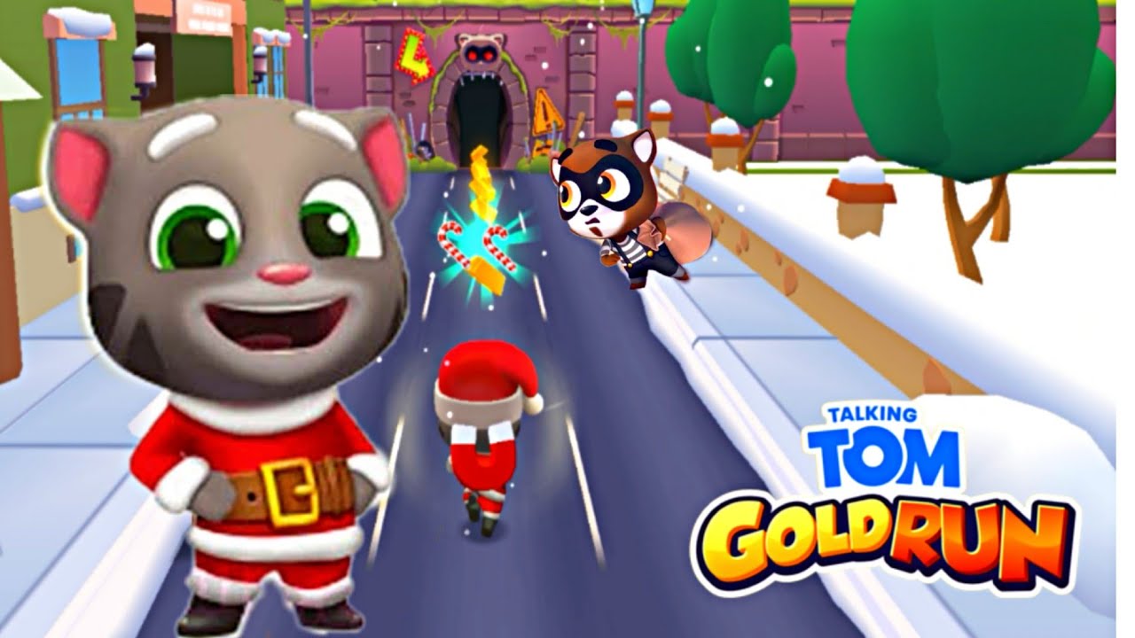 Talking Tom Gold Run - Winter Wonder Racoon Boss Fight With Santa Tom ...