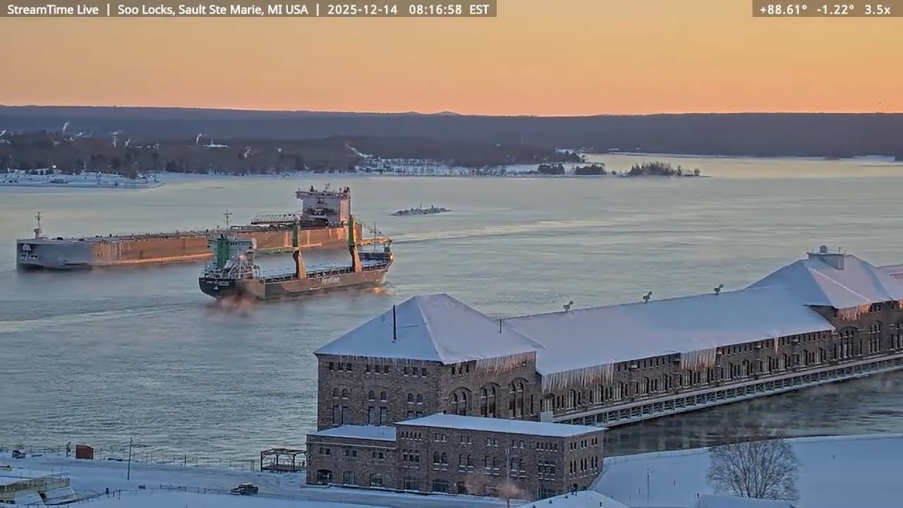 Juno, FWN Atlantide, and sunrise at the Soo 12-14-25 - YouTube