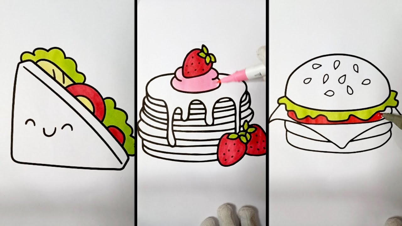 ASMR Coloring | Food asmr | Coloring for relaxation| Color with me 🥞 🍔 ...