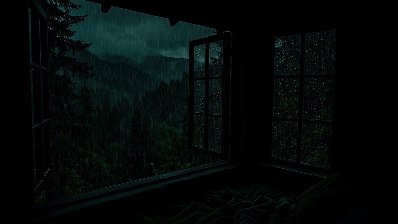 Slow Rainfall at Midnight Outside Bedroom | Cozy Window Sounds for Fast ...