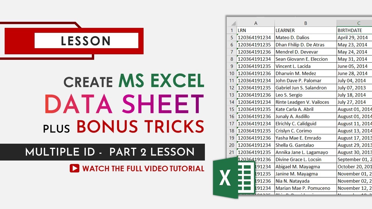 Create MS Excel Data Sheet plus BONUS TRICKS - Click Guru - YouTube