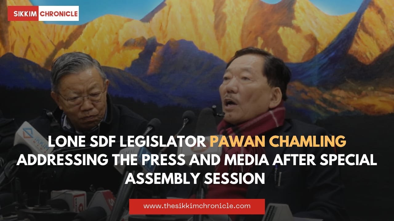 Former CM, Pawan Chamling, addresses the press and media after the day ...