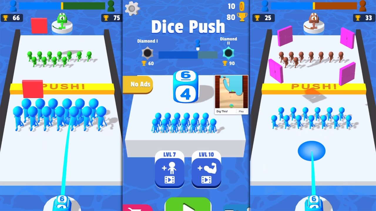 Dice push Gameplay iOS Android app - YouTube
