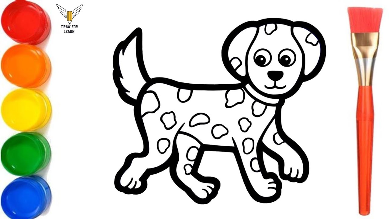 How to Draw Dog drawing, Painting and Coloring for Kids & Toddlers ...