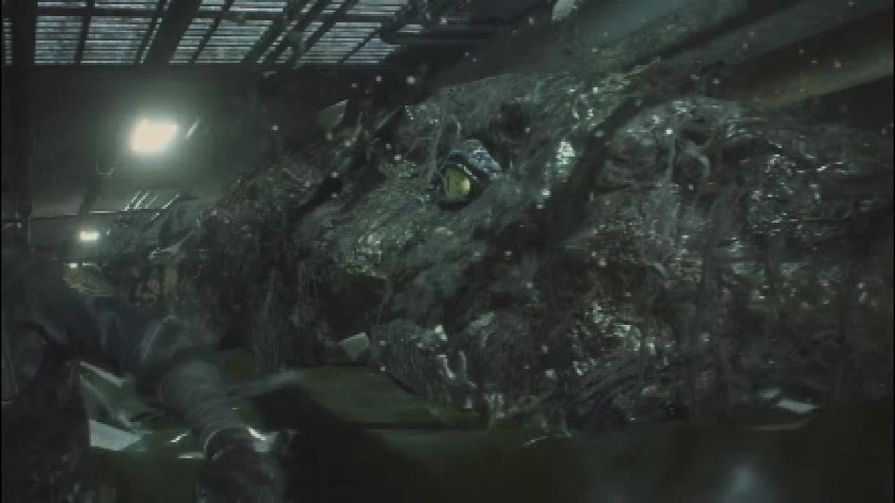 being chased by a giant crocodile in resident evil 2 remake - YouTube