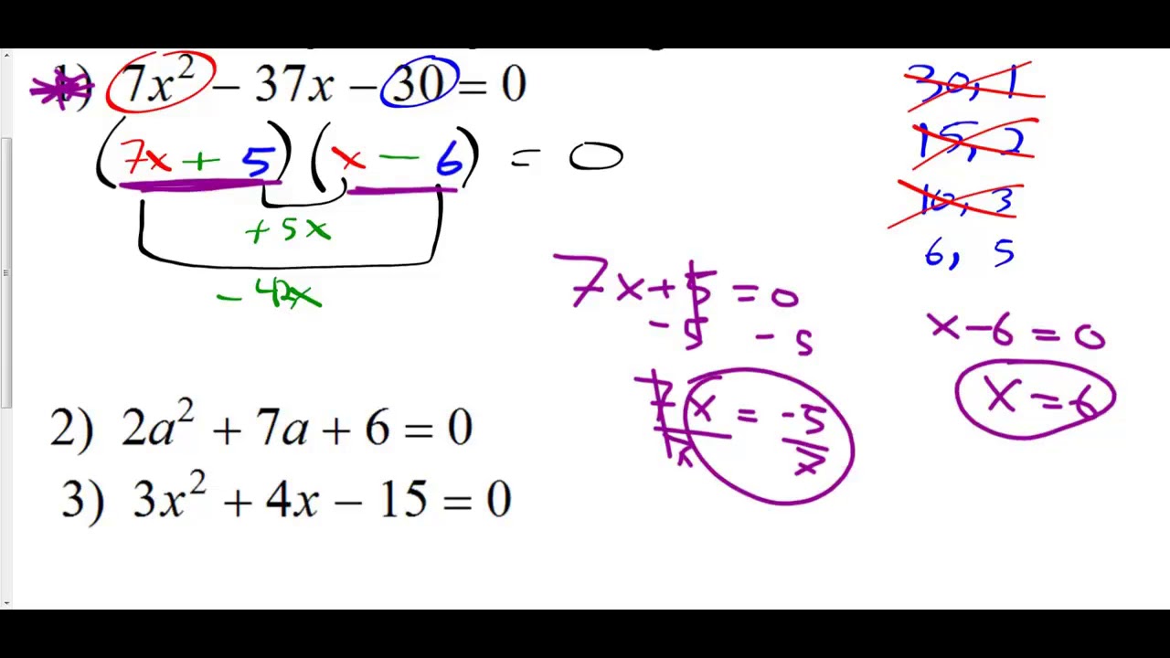 Algebra 1 - U6.5b - Factoring and Solving by Factoring (with ...