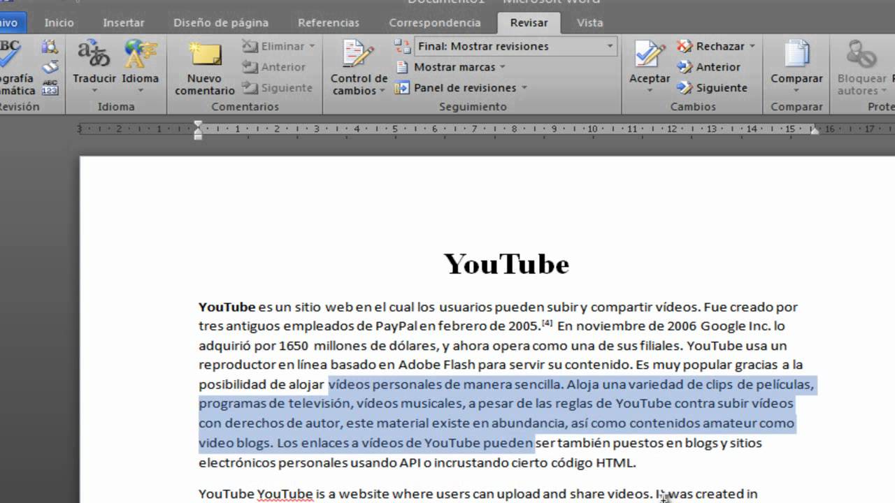 Traducir Texto-Tutorial Word 2010 - YouTube