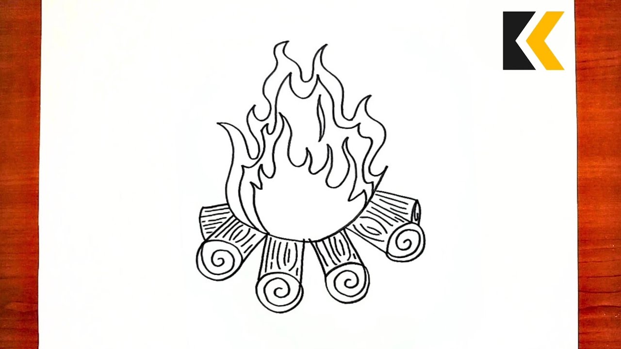 How To Draw Bonfire | Draw Camping Items Easily - YouTube