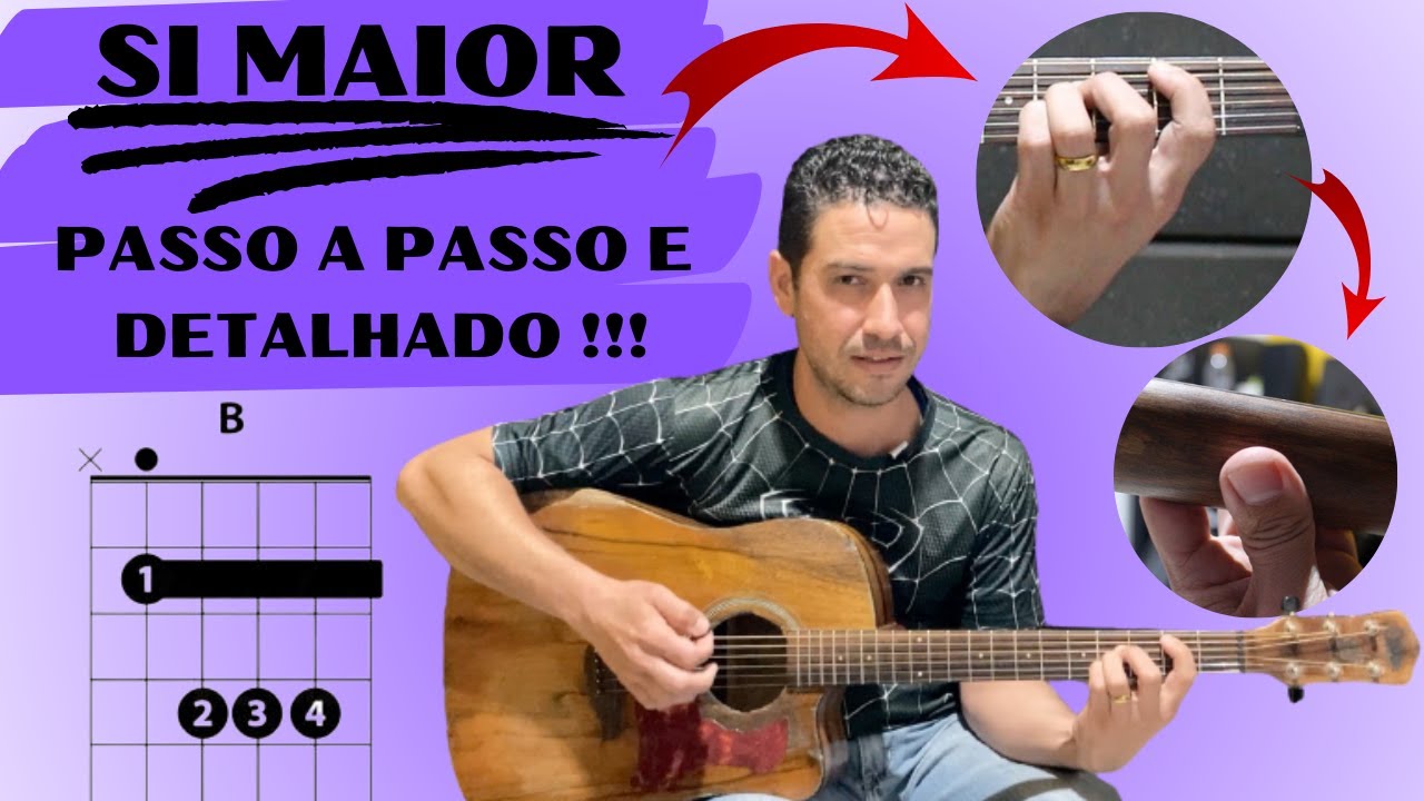 Como tocar acordes no violao para iniciantes 🎸 Como fazer o acorde B ...