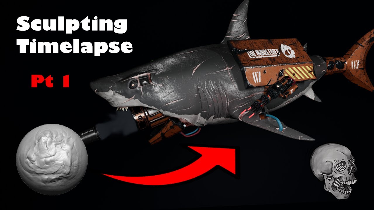 Sculpting Cyborg Shark in Zbrush PART 1 [TIMELAPSE] - YouTube