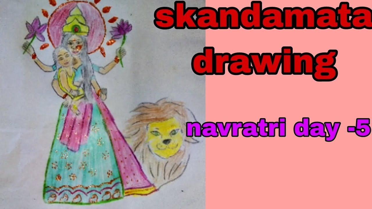 How to draw maa skanda/skandamata drawing /Navratri day.5 - YouTube