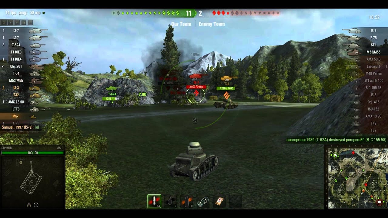 World of Tanks-MS1 in a Tier 10 game - YouTube