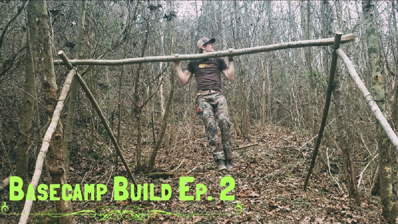 Bushcraft Shelter Framework - Bushcraft Basecamp Build Ep. 2 - YouTube