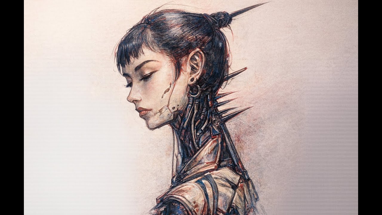 LIVE 🤖 How to Draw a Cyborg / Human Android | Mixed Media Sketch Demo ...