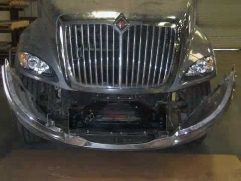 International PROSTAR Aftermarket chrome bumper install. - YouTube