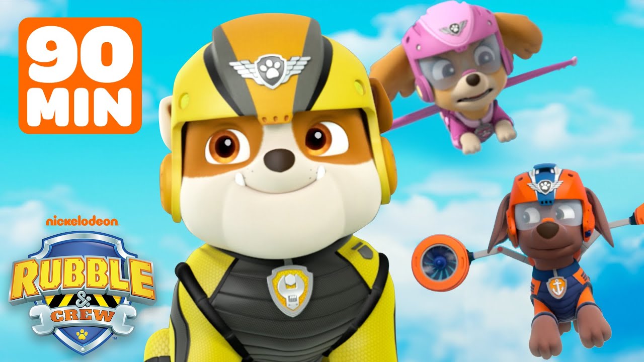 PAW Patrol Rubble's Daring Space & Air Rescues! w/ Rocky & Skye | 90 ...