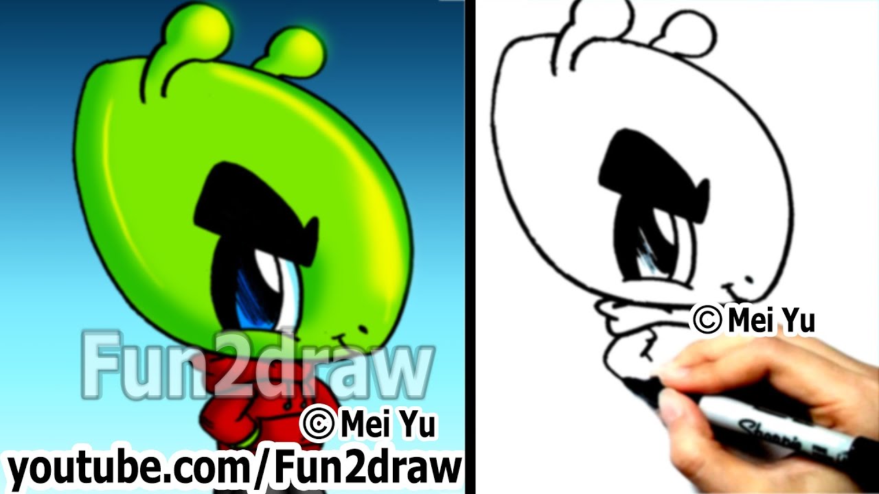 How to Draw Cool Cartoons - How to Draw an Alien - Fun Things to Draw ...