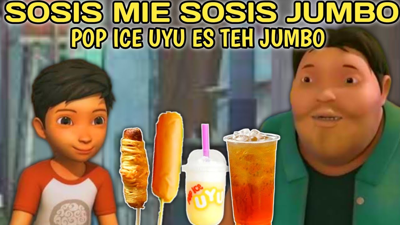 adit sopo jarwo makan sosis mie, sosis jumbo minum pop ice uyu dan es ...