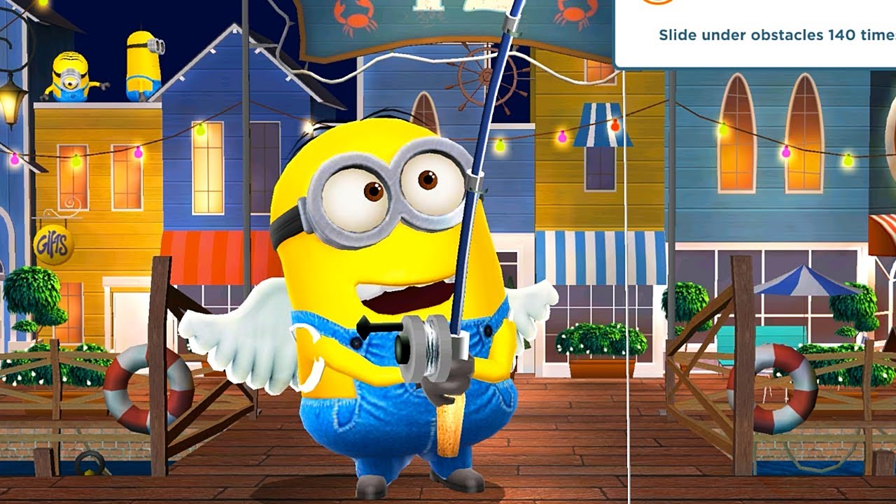Partier minion runs in old version of minion rush to Ride Rocket Ski ...