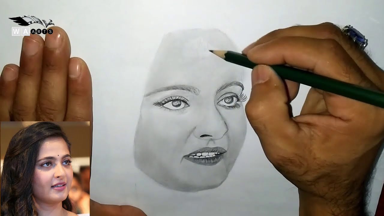 Anushka Shetty Drawing Step By Step || Bahubali Devasena Pencil Art ...