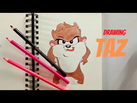 How to draw Taz(Tasmanian devil) of looney Tunes in easy way- step by ...